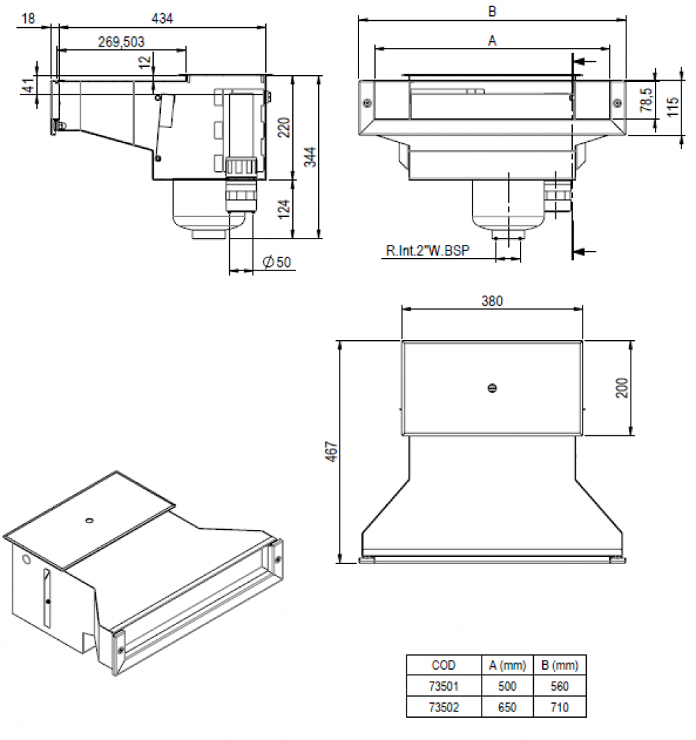Astralpool Skimmer Slim High Level rozsdamentes acélból ...