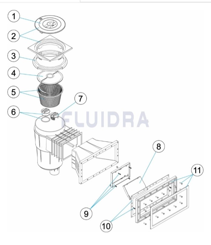 Náhradné diely pre skimmer 17,5 l so širokým hrdlom a ...