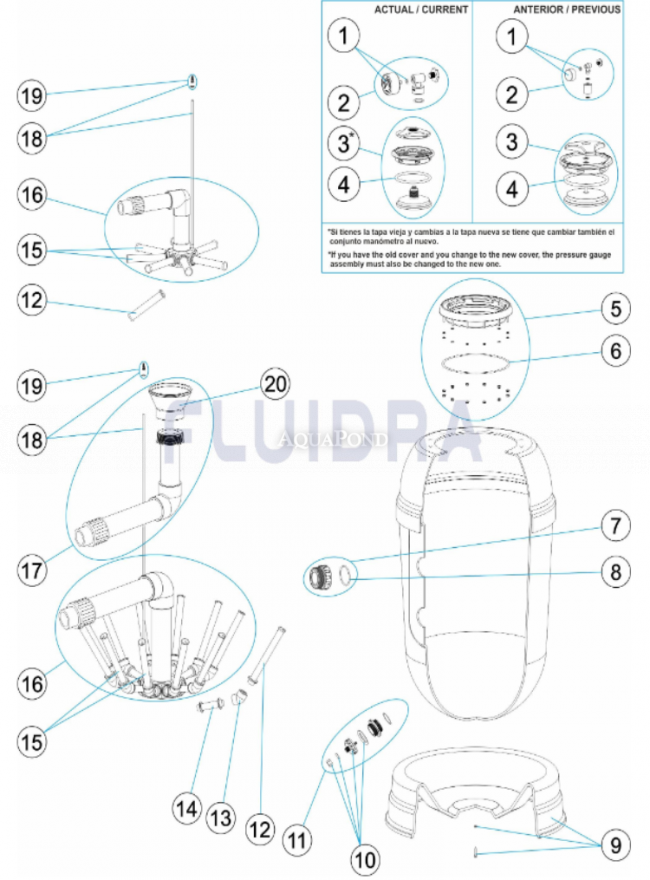 Alkatrészek: Rapidpool D 800 nagy hatékonyságú szűrőtartályhoz ...
